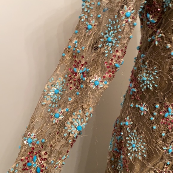 gabriella arango | Dresses | Bronze Long Sleeve Taffeta And Lace ...